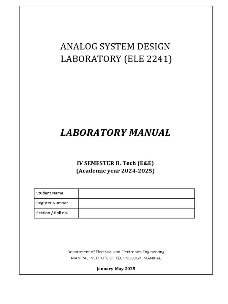 2025 ASDLAB ELE2241 LabManual | PDF | Rectifier | Amplifier