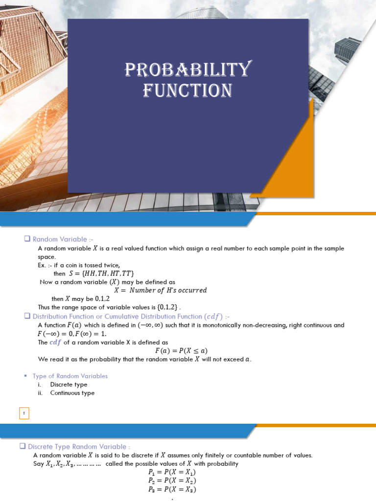 Lec 02probability Function | PDF | Probability Distribution | Random Variable