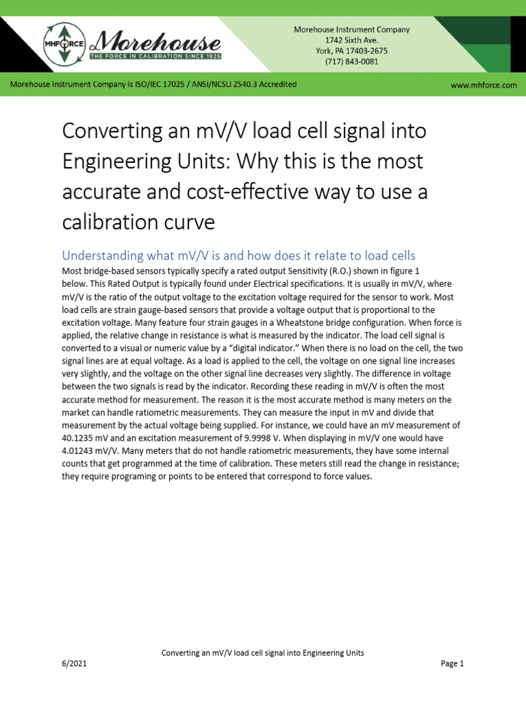 Converting An MVV Load Cell Signal Into Engineering Units | PDF | Applied Mathematics
