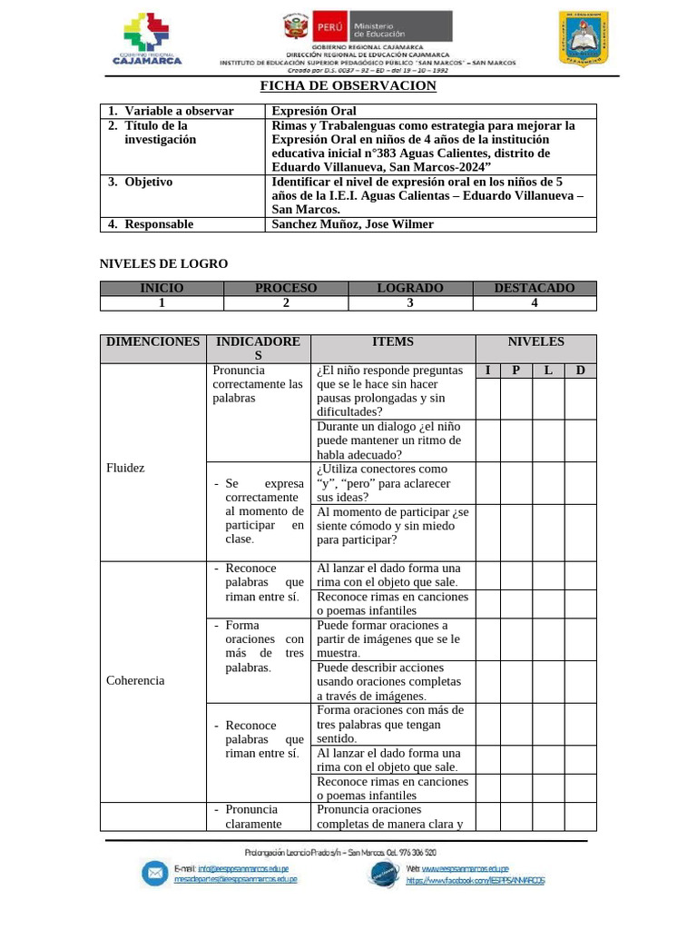 Ficha de Observacion Modificado | PDF