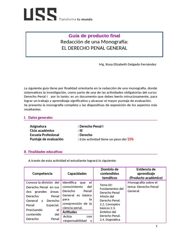 Guía PAF - Monografía | PDF | Derecho penal
