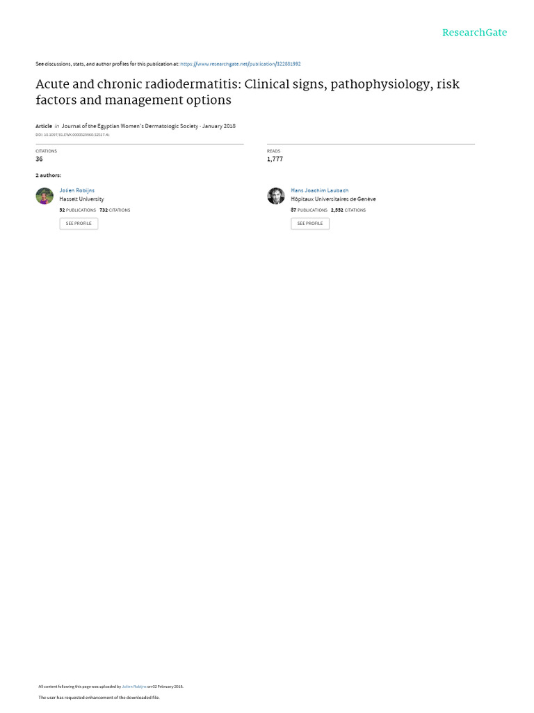 Acute and Chronic Radiodermatitis Clinical Signs, Pathophysiology | PDF ...