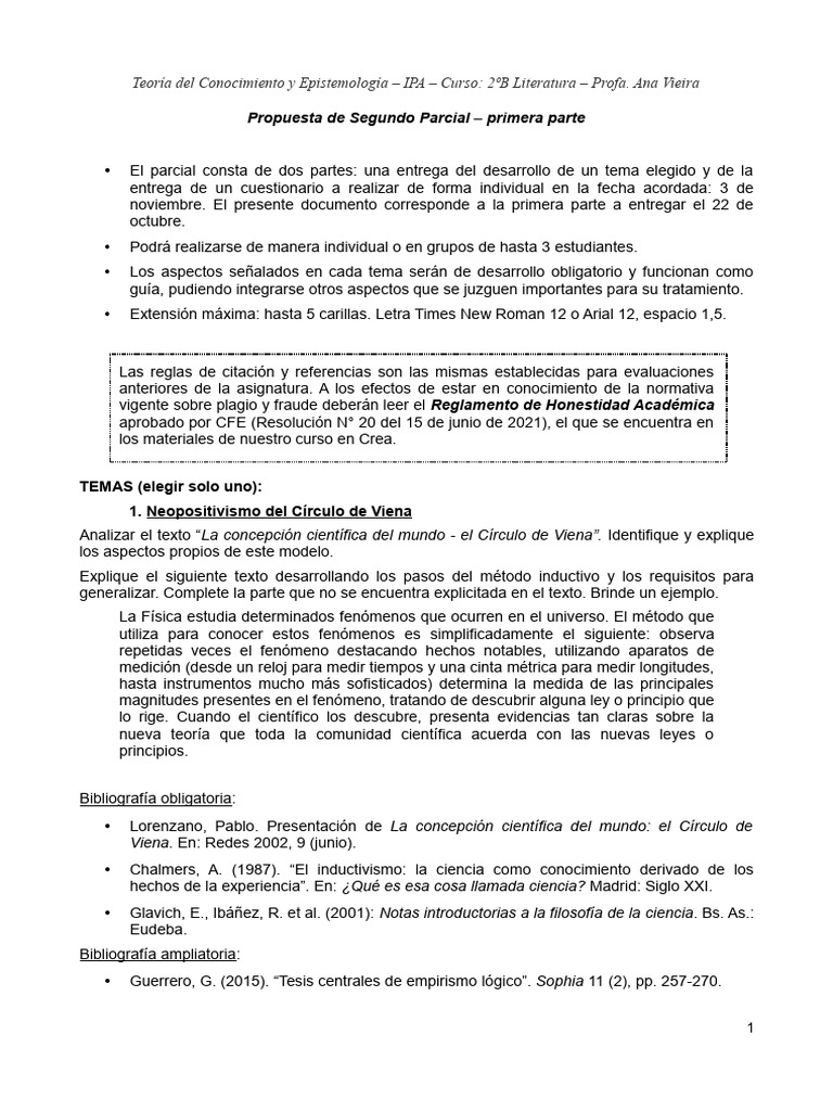 Segundo Parcial 1ra. Parte 2B Literatura 2 | PDF | Karl Popper | Paradigma