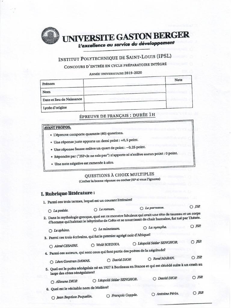 Ipsl 2020-1 | PDF