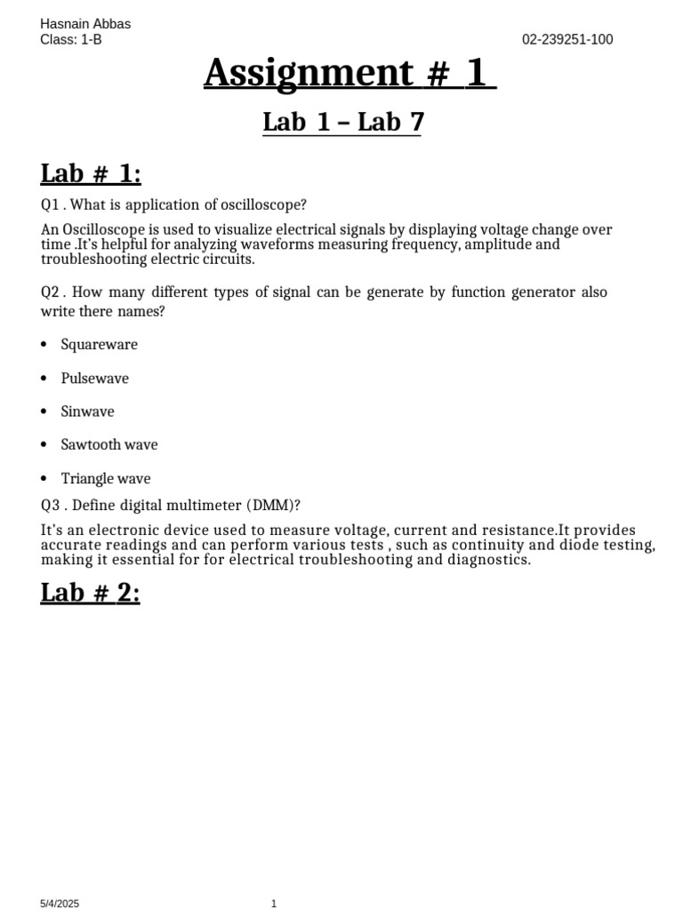 Assignment 1 Physics | PDF