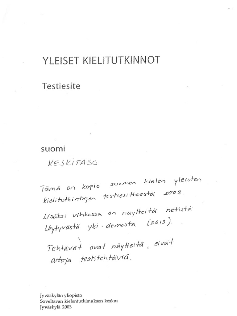 Exercises For YKI Test | PDF