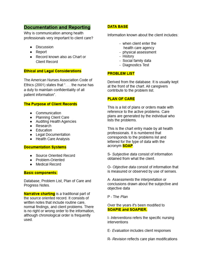 Health Documentation and Reporting Guide | PDF | Medical Diagnosis ...