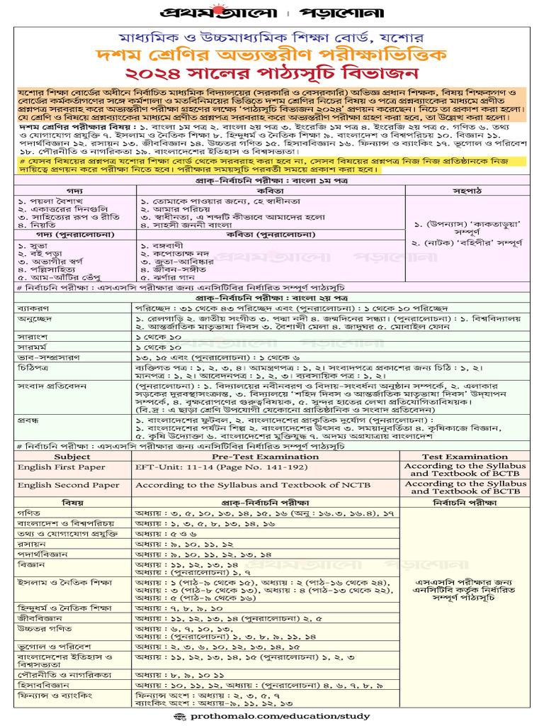 Jessore Board ProthomAlo Porasona | PDF