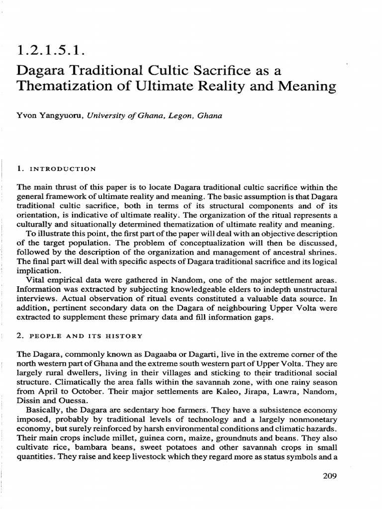 Dagara Cultic Sacrifice and Ultimate Reality | PDF | Reality | Brahman