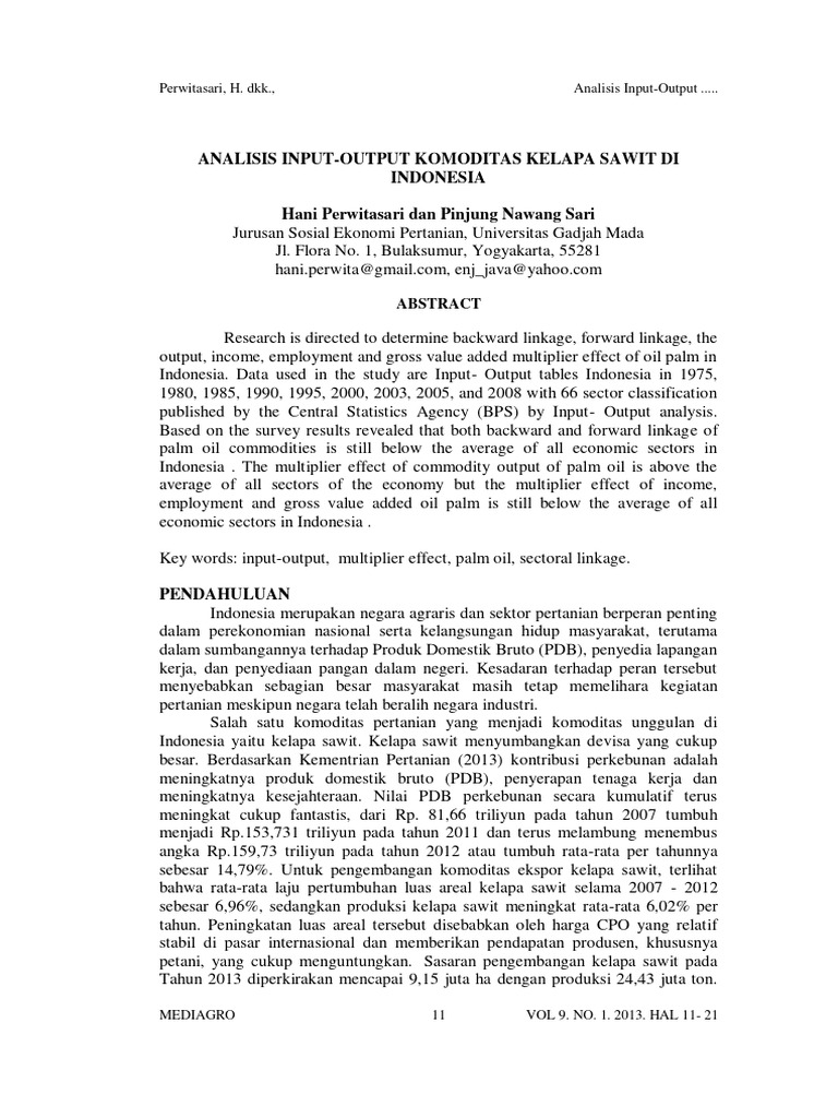 ID Analisis Input Output Komoditas Kelapa S | PDF