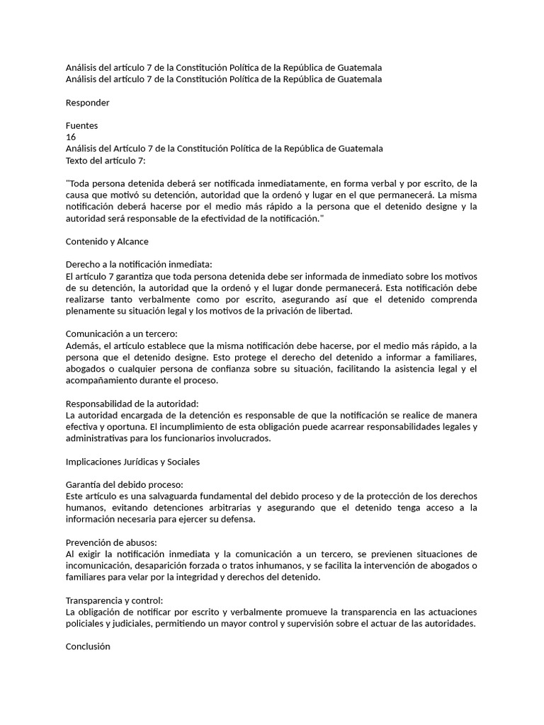 Análisis del Artículo 7 Constitucional | PDF | Debido al proceso | Justicia
