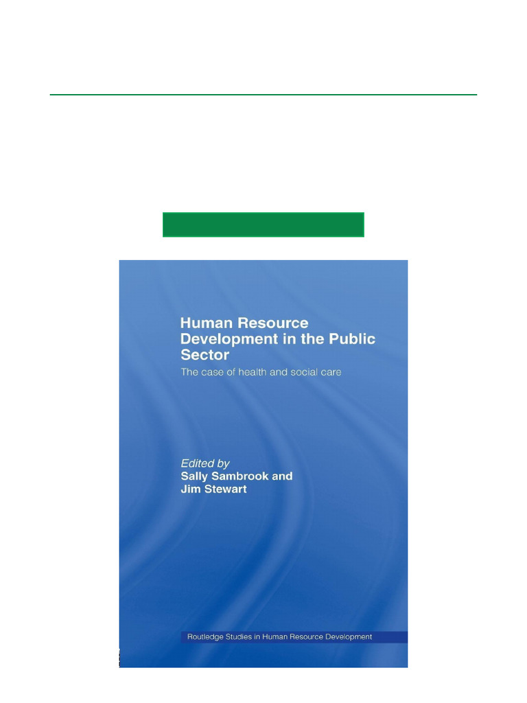 Human Resource Development in the Public Sector The Case of Health and Social Care - 1st Edition ...