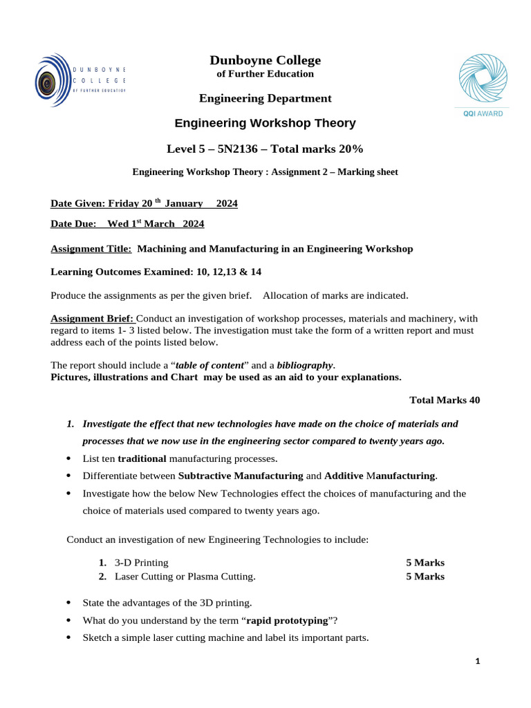 Theory Assignment 2 2024 | PDF | Machining | 3 D Printing