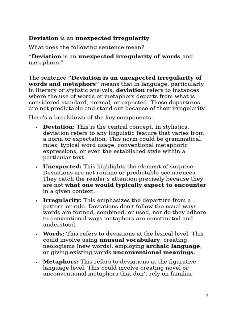 Deviation is an unexpected irregularity | PDF | Hamlet | Word