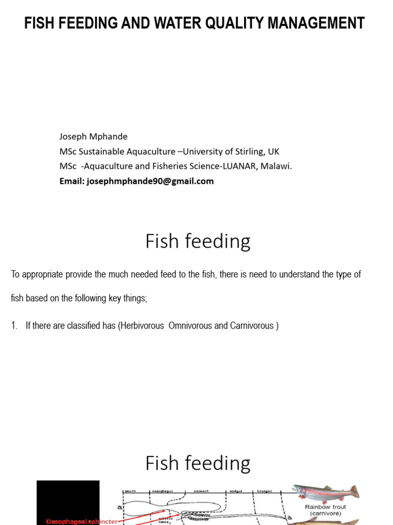 Sa220 Fish Feed and Water Quality Management | PDF | Ammonia | Aquaculture