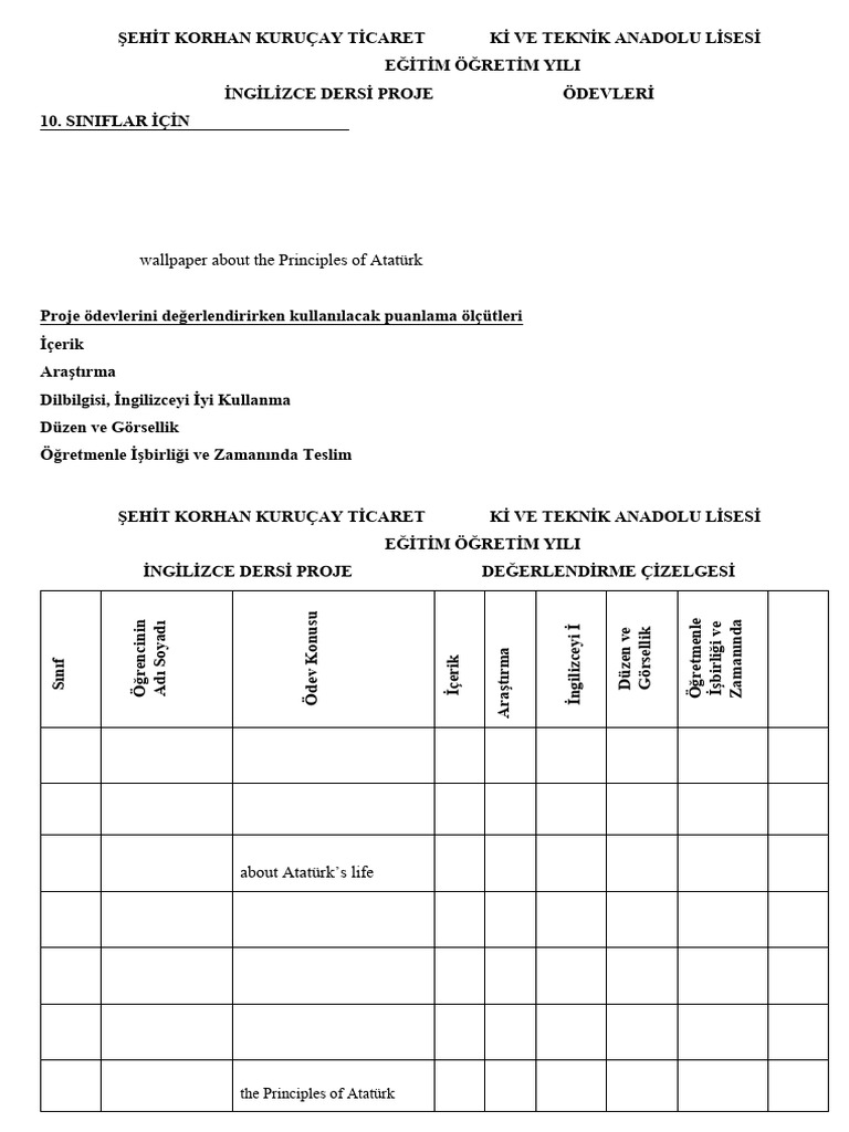 Performans Proje Ödevleri 2024-2025 | PDF