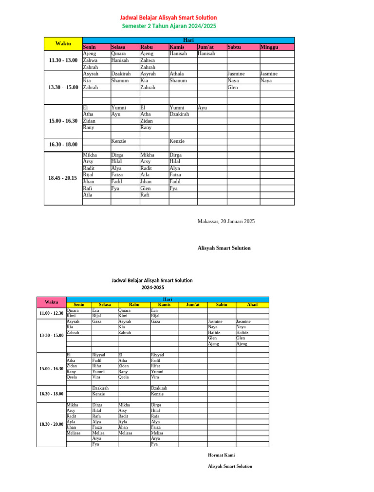 Jadwal 2024 | PDF