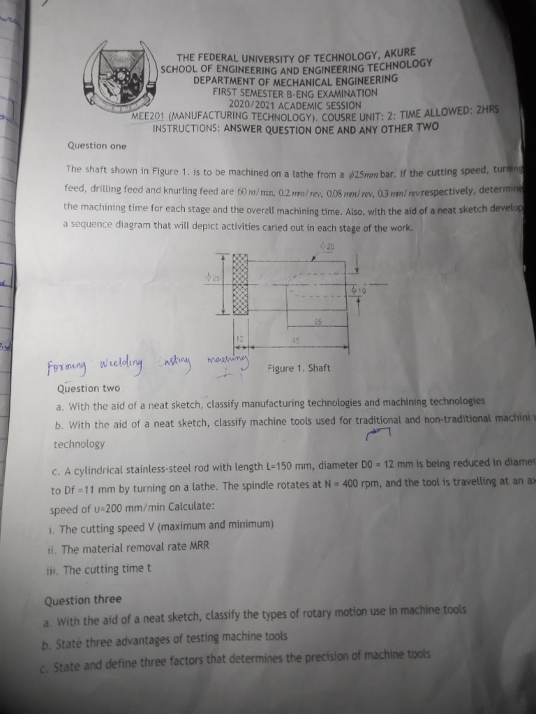 Mee 201 Past Questions and Soln by Nickel - Iron | PDF | Machining ...