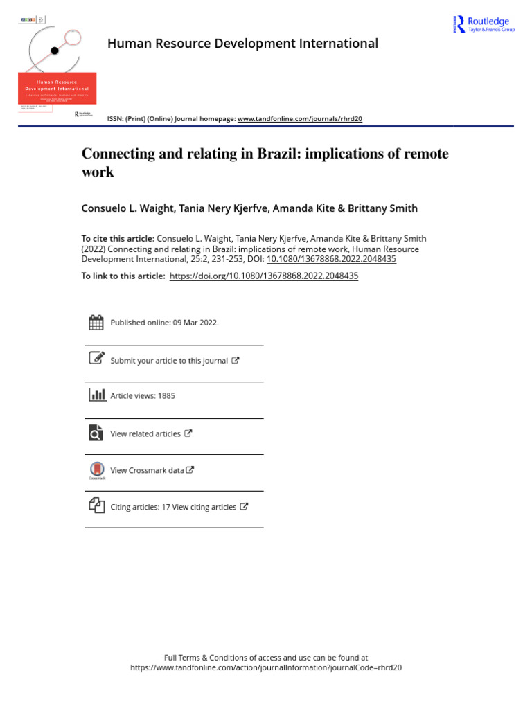 Connecting and Relating in Brazil Implications of Remote Work | PDF ...