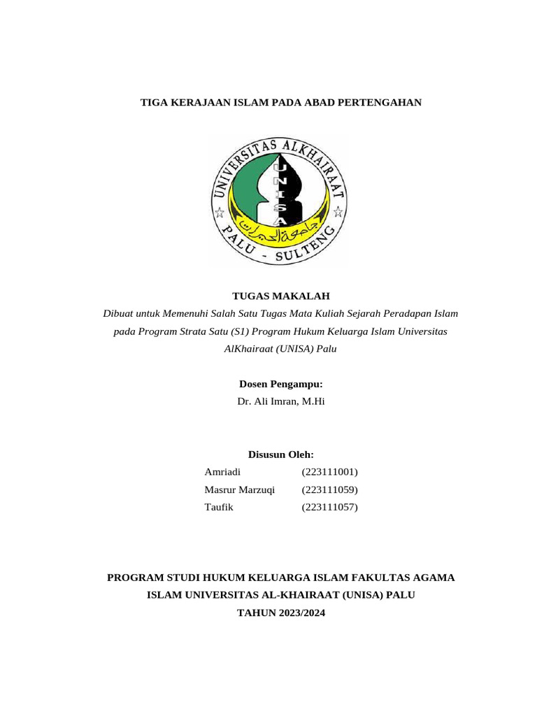 Tiga Kerajaan Islam Abad Pertengahan | PDF