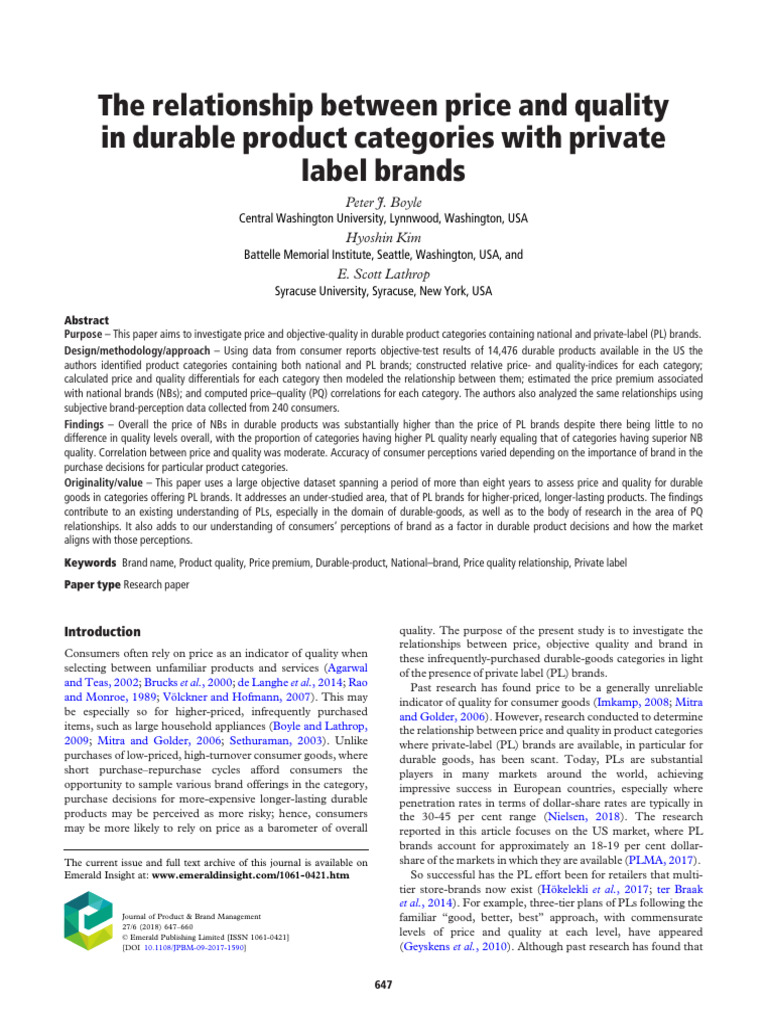 The Relationship Between Price | PDF | Brand | Price Indices