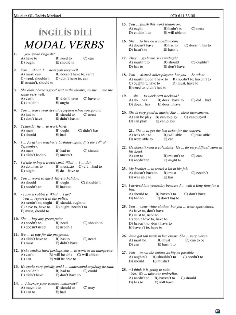 Modal Verbs | PDF