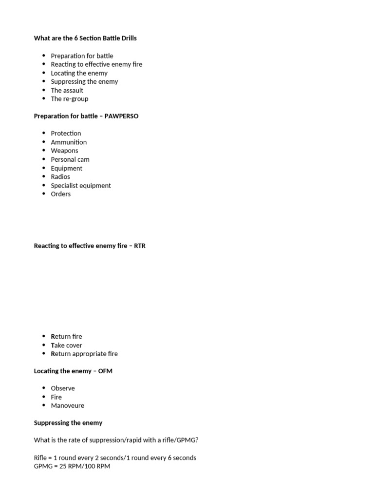 What Are The 6 Section Battle Drills | PDF