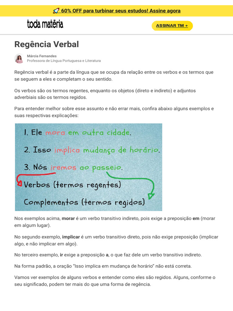 Regência Verbal: Exemplos e Regras | PDF | Linguística