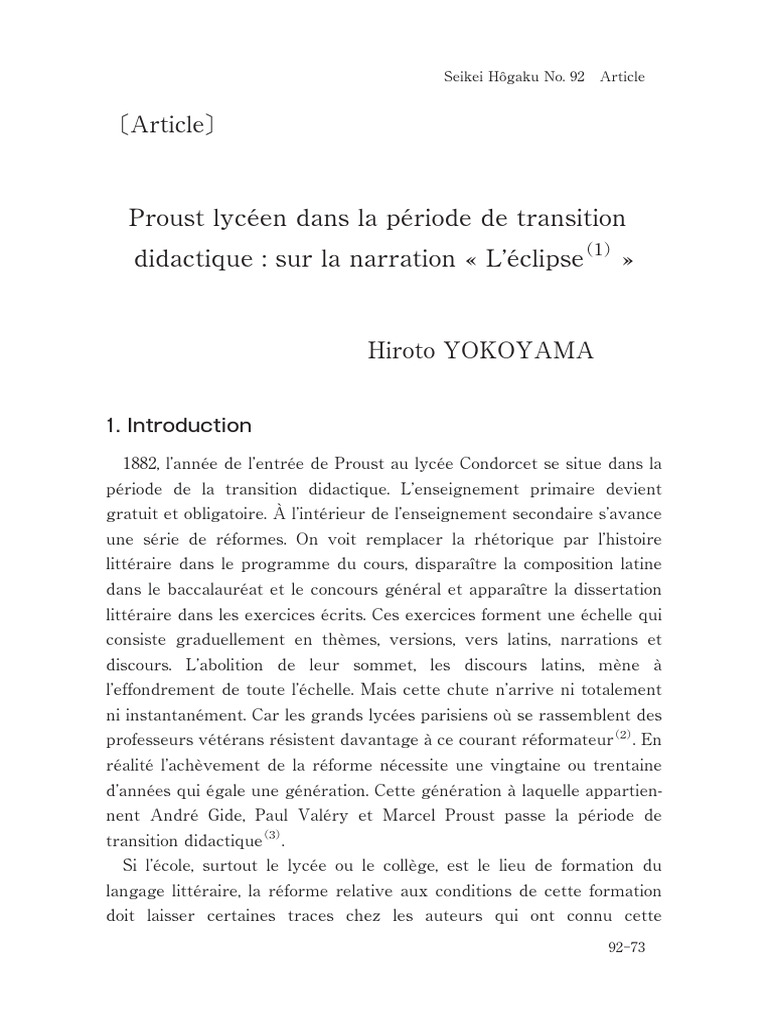 Proust et l'éducation littéraire au lycée | PDF | Rhétorique ...