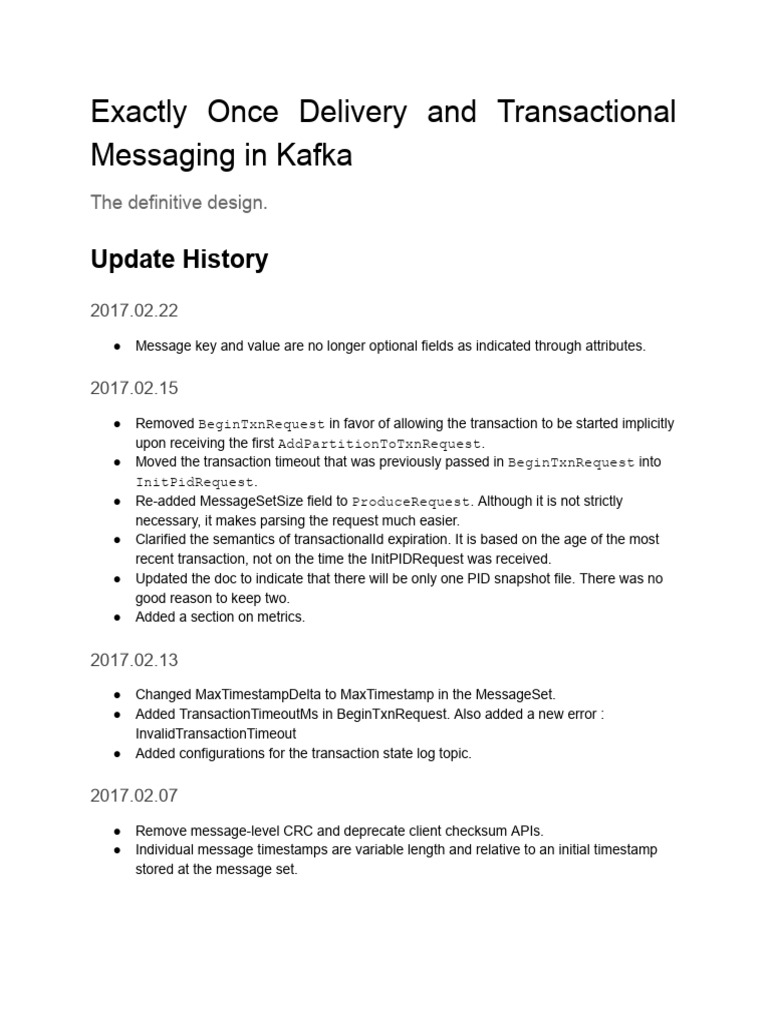 Exactly Once Delivery and Transactional Messaging in Kafka | PDF | Database Transaction ...