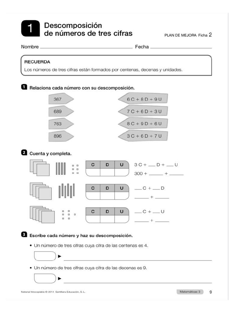 Descomposición 3 Cifras | PDF