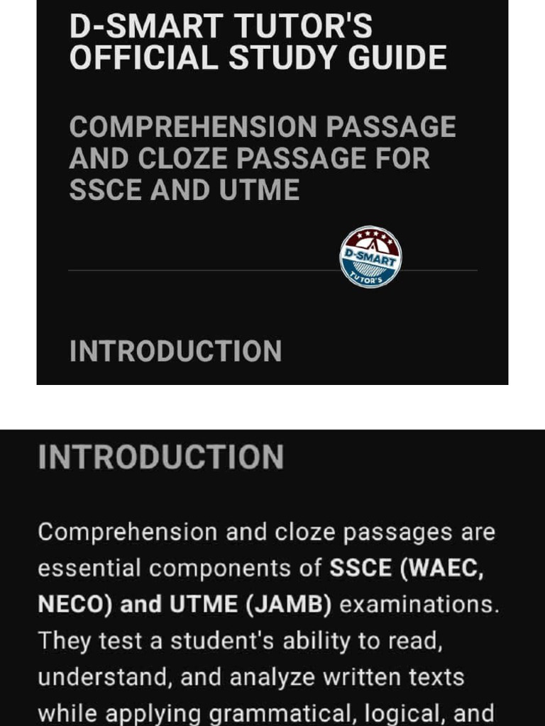 Comprehension and Cloze Passage Revision Note | PDF