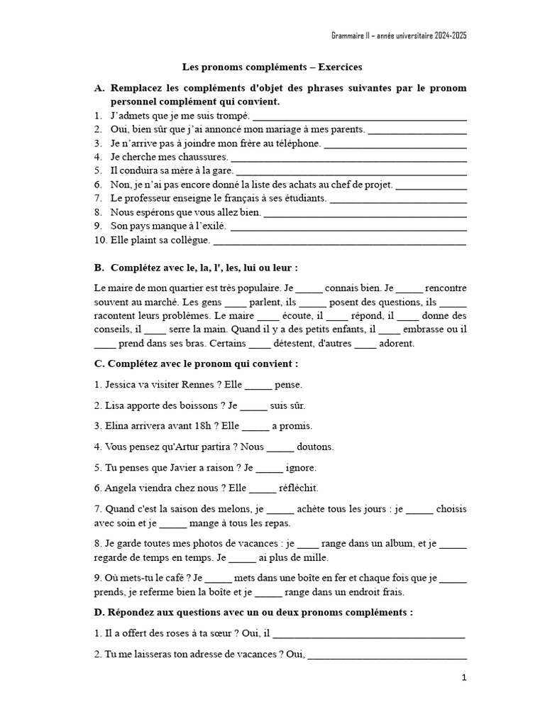 pronoms-compléments | PDF