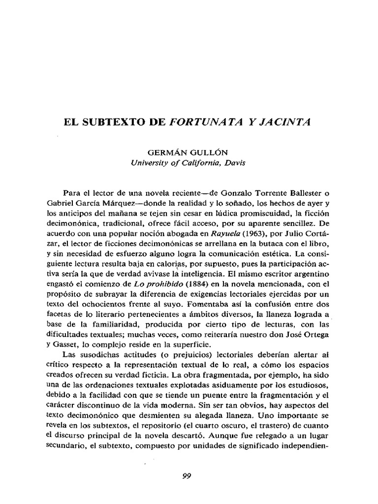 Subtextos en Fortunata y Jacinta | PDF | Don Quijote | Verdad