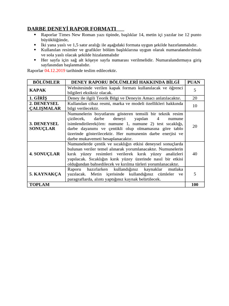 Mem 219 Darbe Deneyi̇ Rapor Şablonu | PDF