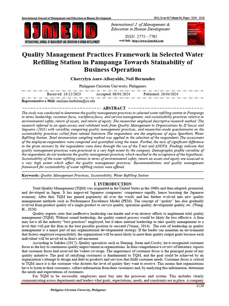 06 +VOL +04+NO +1+2024+Cherrylyn+Aure-Albayalde+1120+-+1126 | PDF | Leadership | Quality Management
