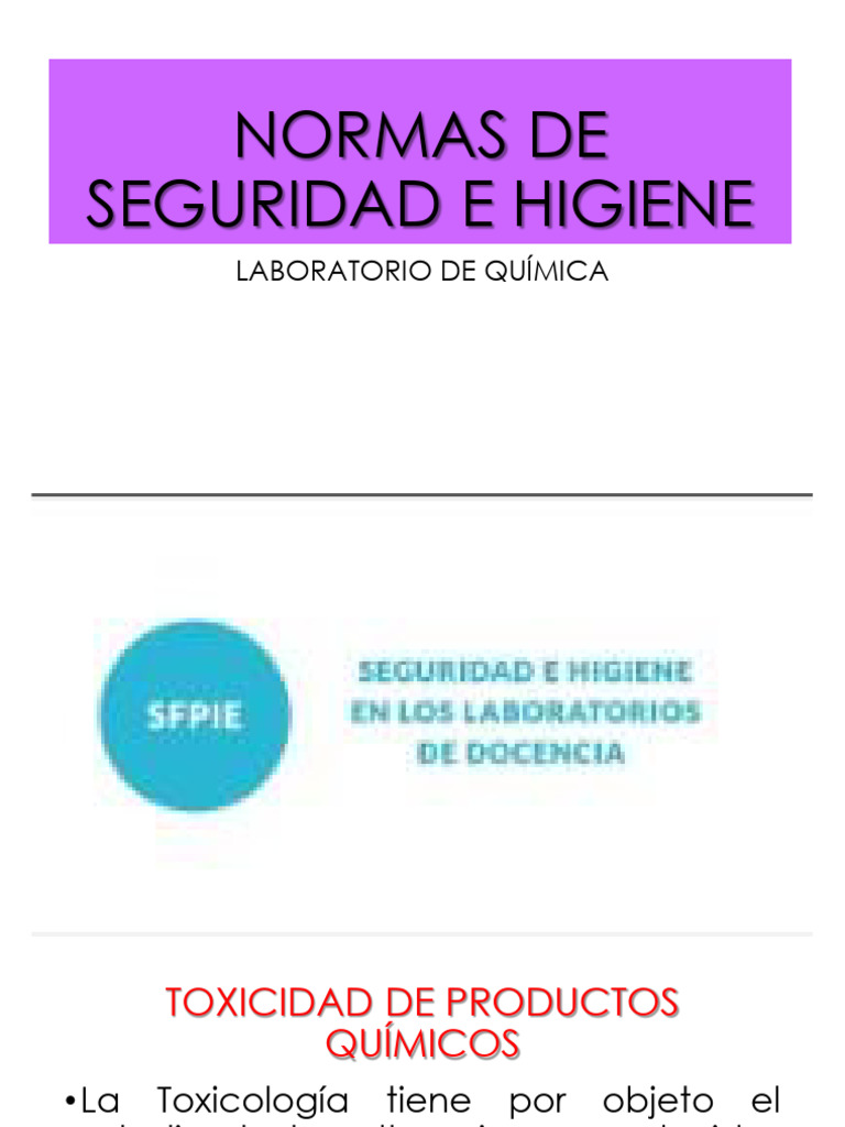 2.1 Normas de Seguridad e Higiene en El Laboratorio de Química | PDF