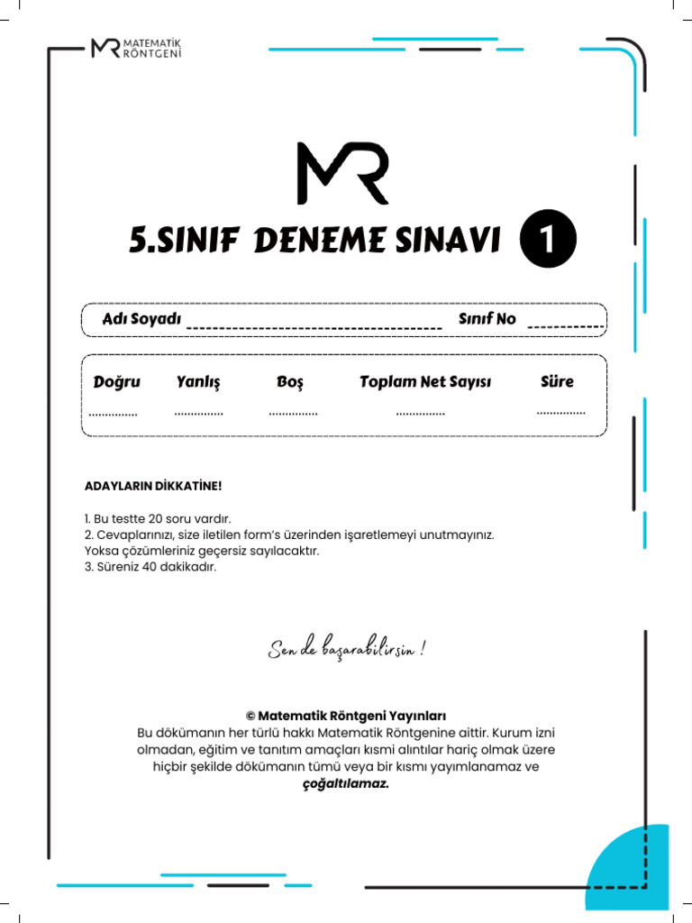 5.sinif Deneme Sinavi-1 | PDF
