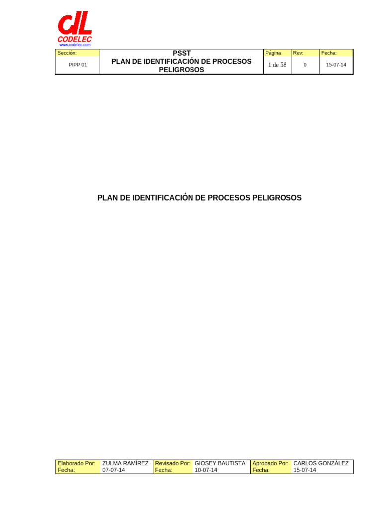 07-Plan de Identificación de Procesos Peligrosos Cdl 2015 | PDF | Seguridad y salud ocupacional ...