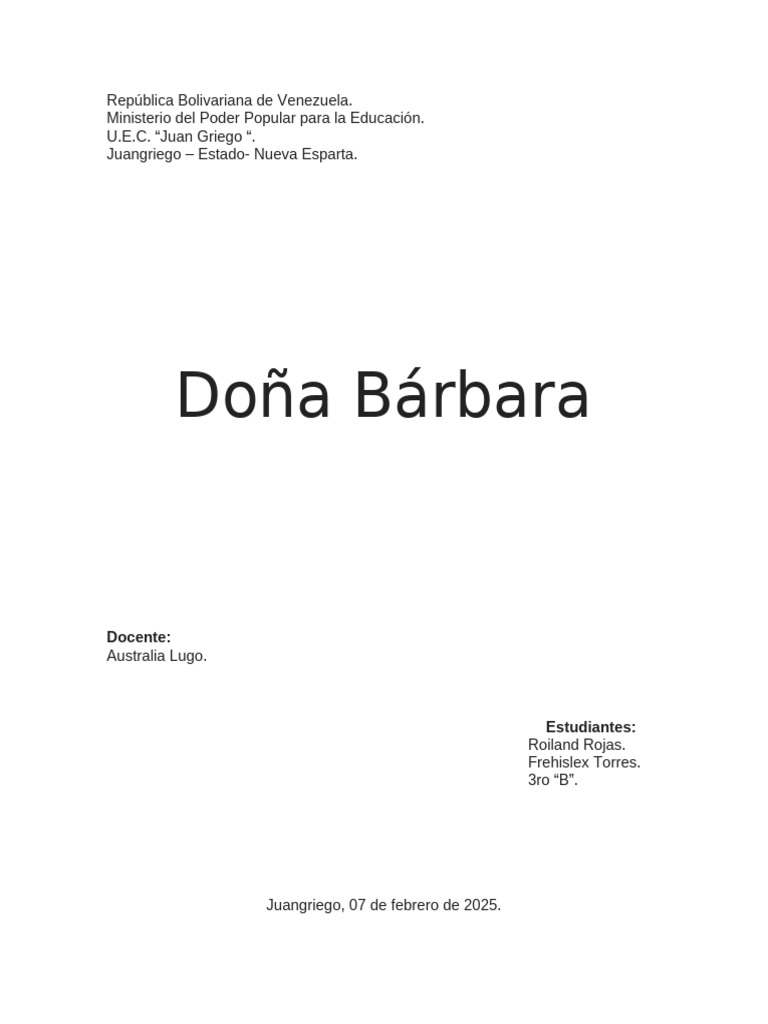 Doña Barbara | PDF