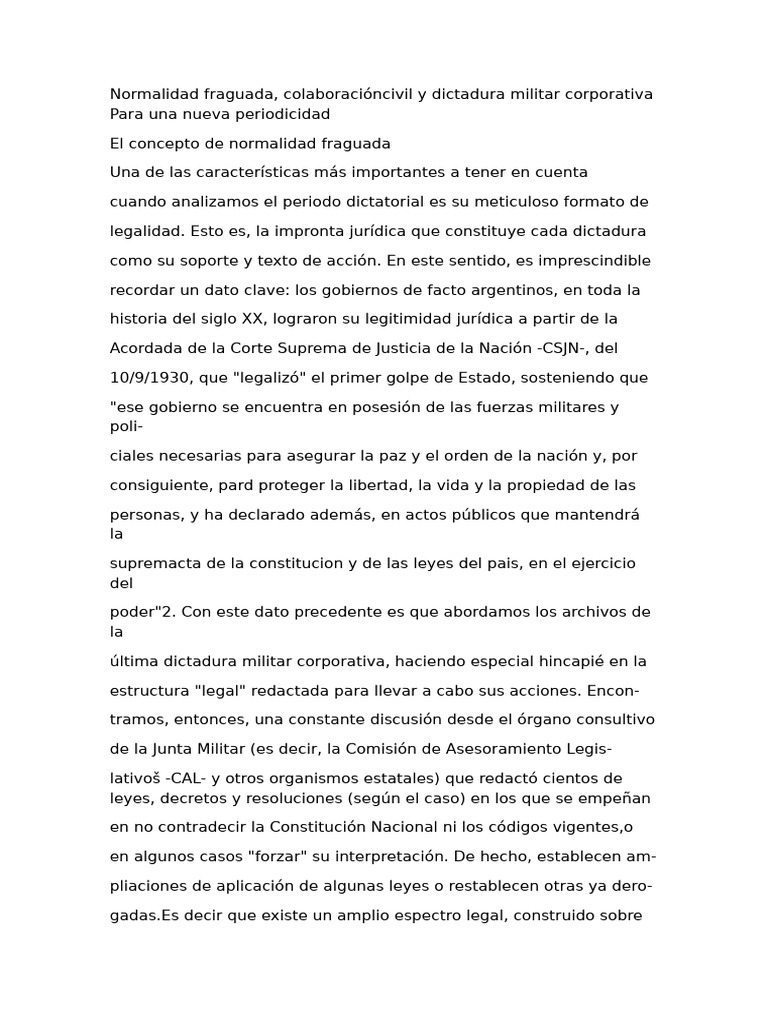 Normalidad Fraguada en Dictaduras Argentinas | PDF | Bancos | Economias