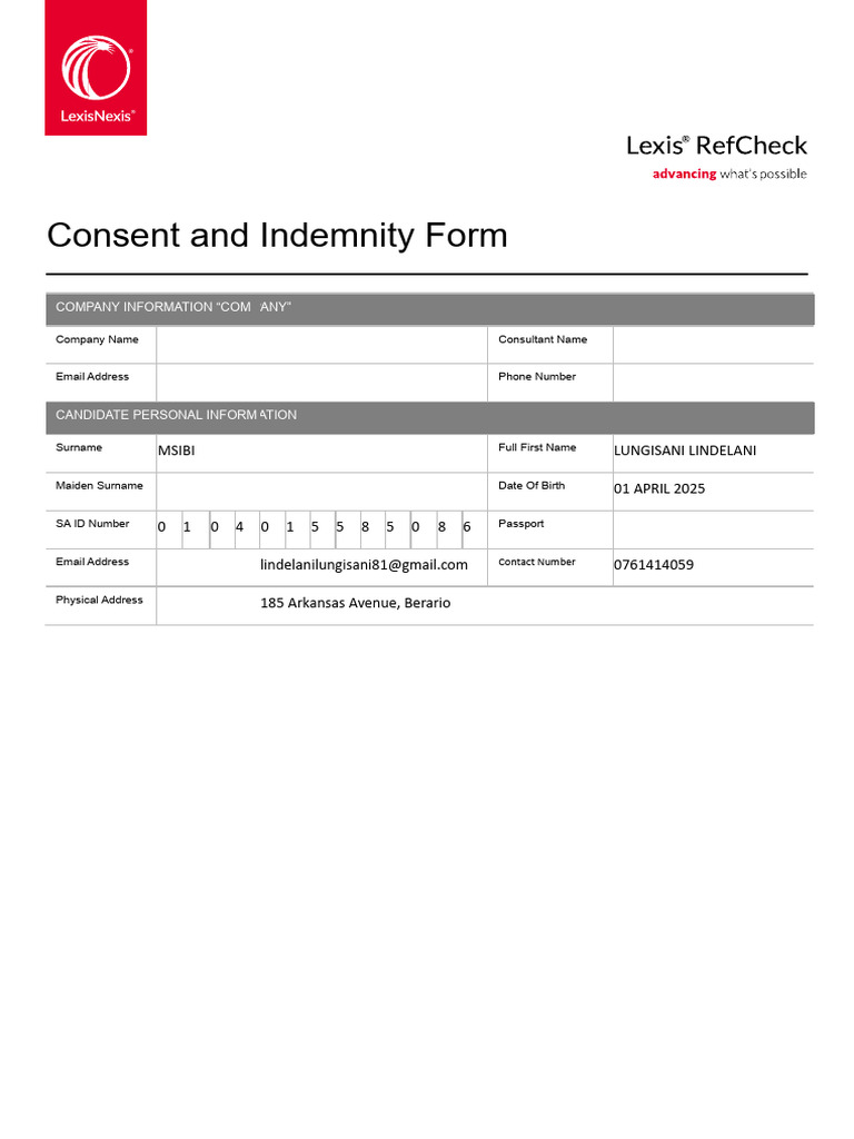 Lexis Nexis Consent Form 2025 | PDF | Background Check | Justice