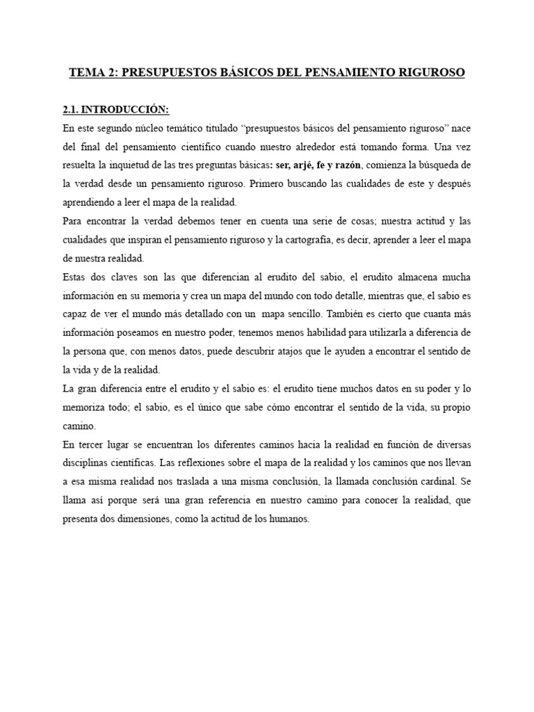 Presupuestos del Pensamiento Riguroso | PDF