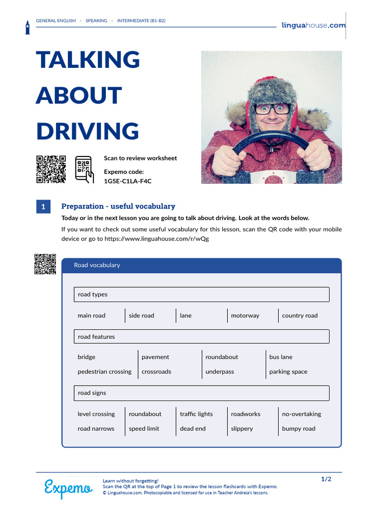 Driving Vocabulary and Discussion Guide | PDF | Traffic | Road