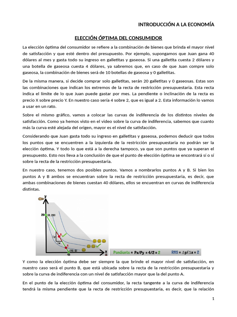 ELECCIÓN ÓPTIMA DEL CONSUMIDOR - Int Economia | PDF | Teorías económicas | Microeconomía