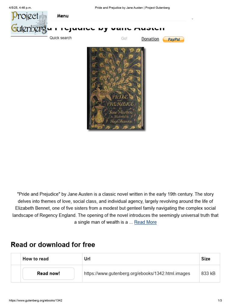 Pride and Prejudice by Jane Austen - Project Gutenberg | PDF | Project Gutenberg | Pride And ...