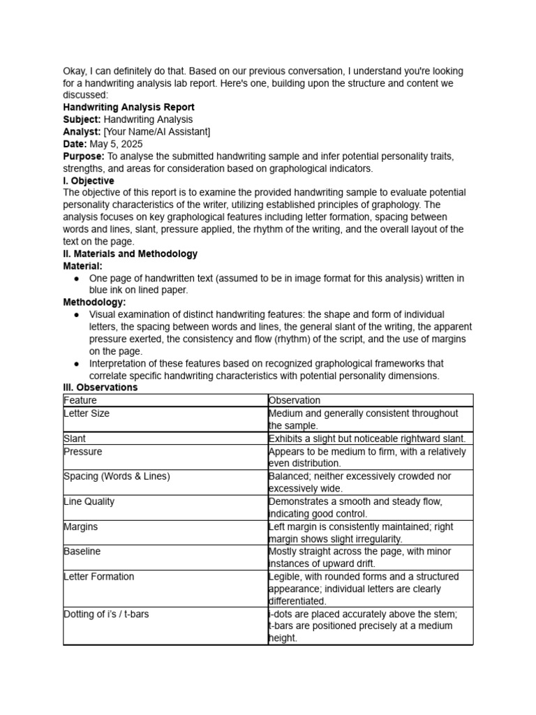Write Down A Lab Report Based On Handwriting | PDF | Graphology | Cognition