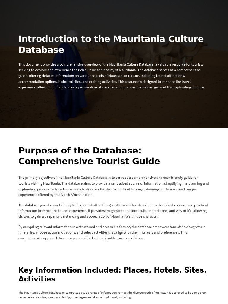 Introduction To The Mauritania Culture Database | PDF | Databases | Usability