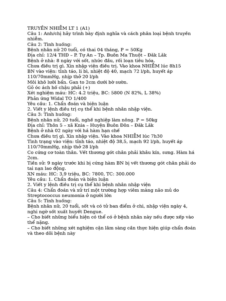 TRUYỀN NHIỄM LT 1 | PDF