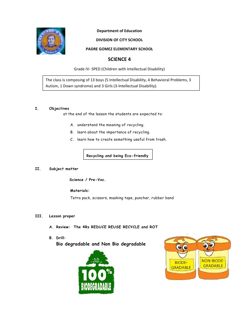 Science 4: Department of Education Division of City School Padre Gomez ...